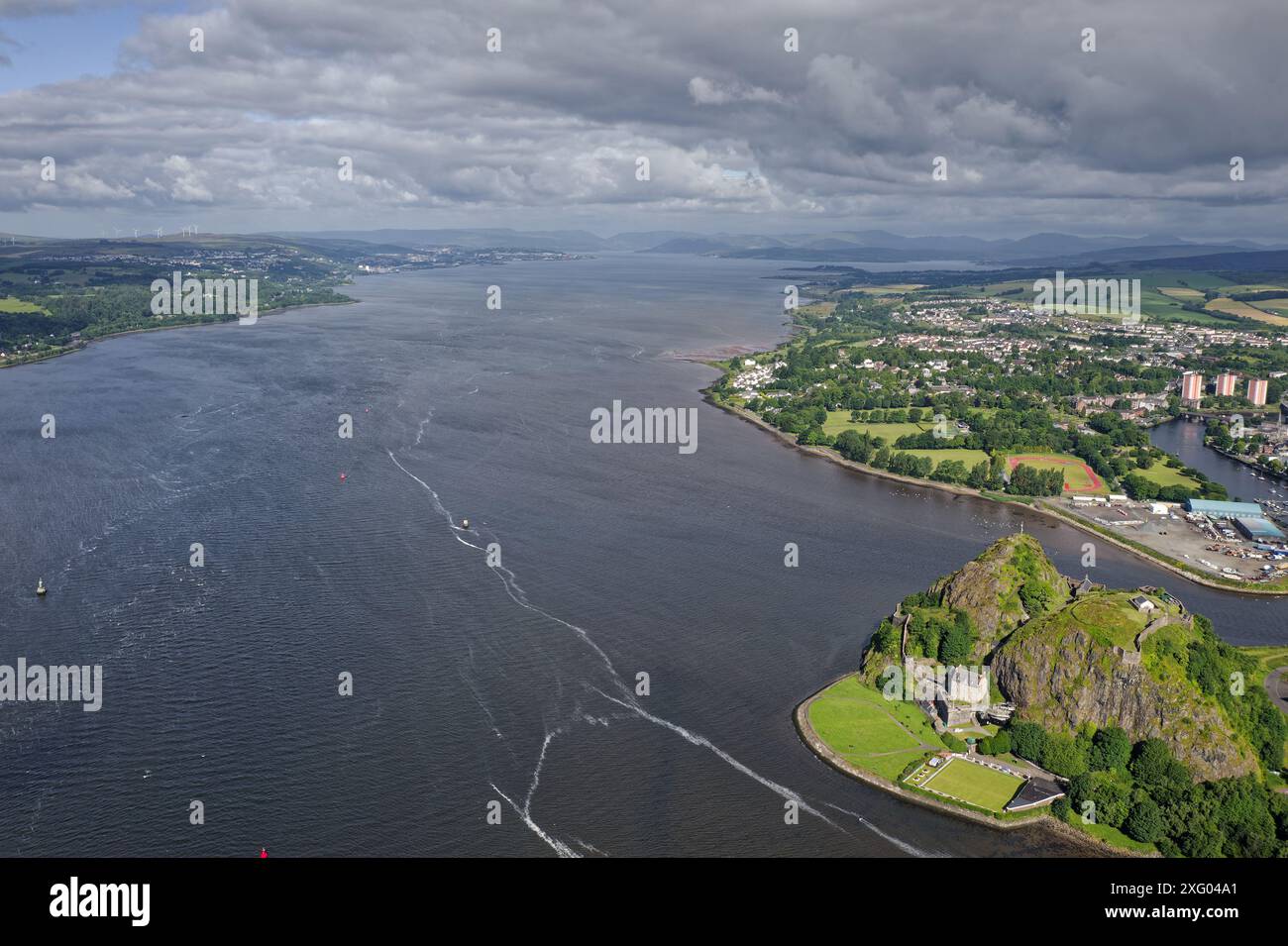 Drone aerial looking down dumbarton castle hi-res stock photography and ...