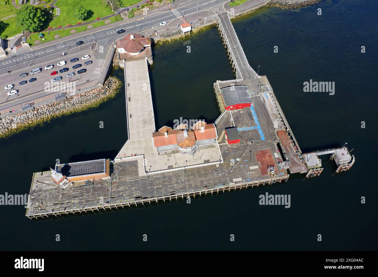 Dunoon victorian pier, derelict wooden structure and buildings Stock ...