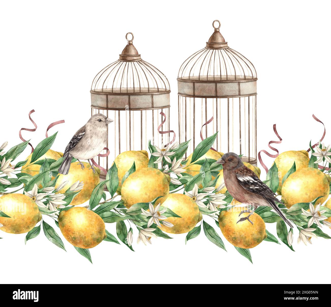 Retro flowers leaves in Cut Out Stock Images & Pictures - Alamy