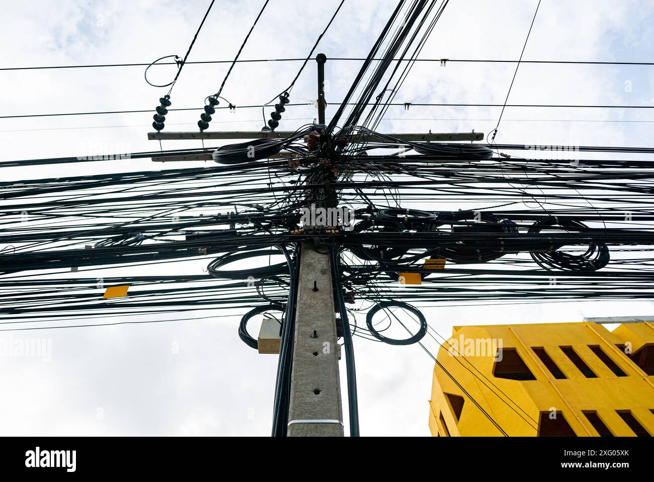 An electrical pole that shows the disorder in the arrangement of the ...