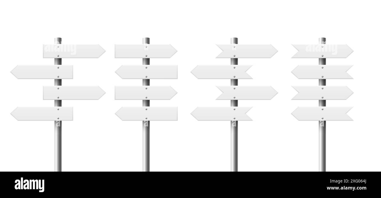 Realistic Sign Post Set. Realistic Blank Road Signboard. Plywood ...