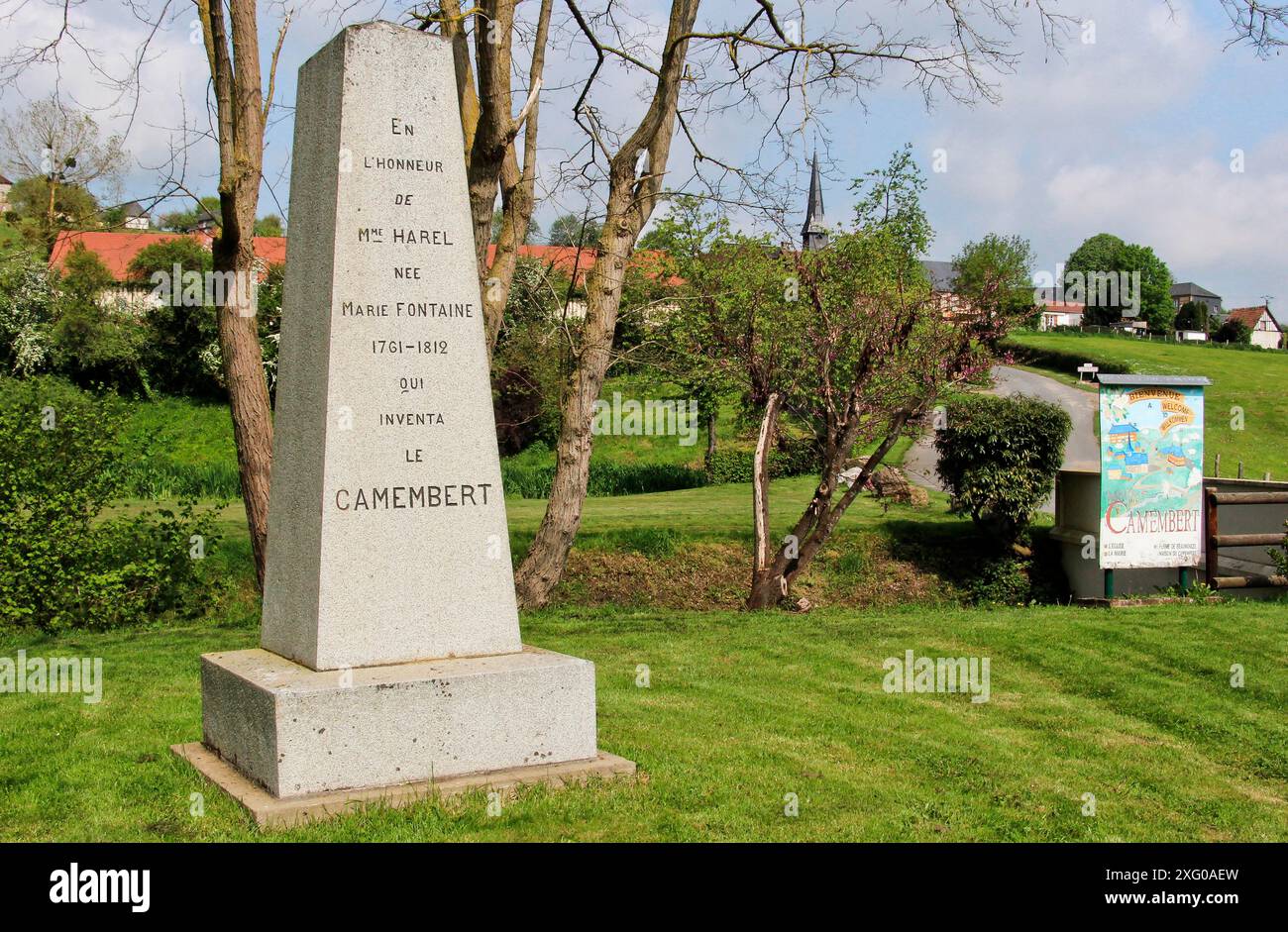 Village of Camembert, the monument in honor of Marie Harel who invented ...