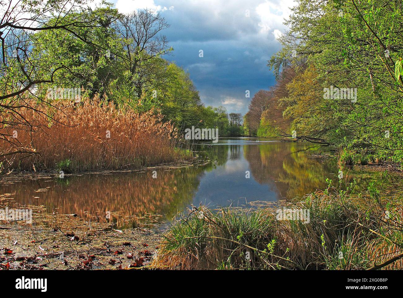 The Hellwasser under a stormy spring sky, an ancient meander of the ...