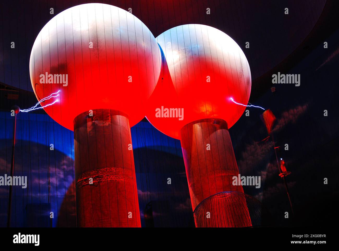 A Ven der Graaf generator creates artificial lightning Stock Photo - Alamy