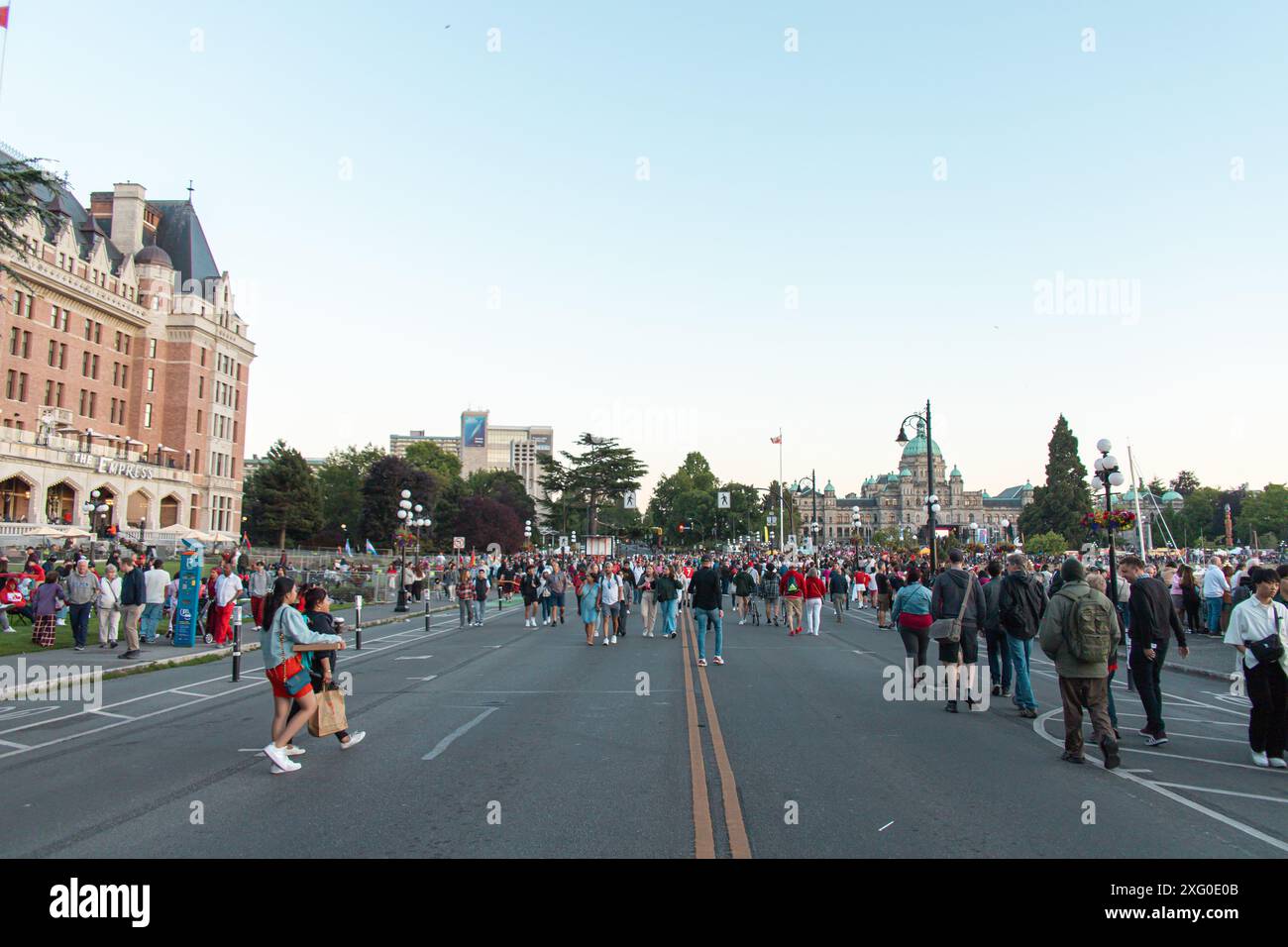 Victoria, CANADA - Jul 1 2024 : A crowd of people walking on Government ...