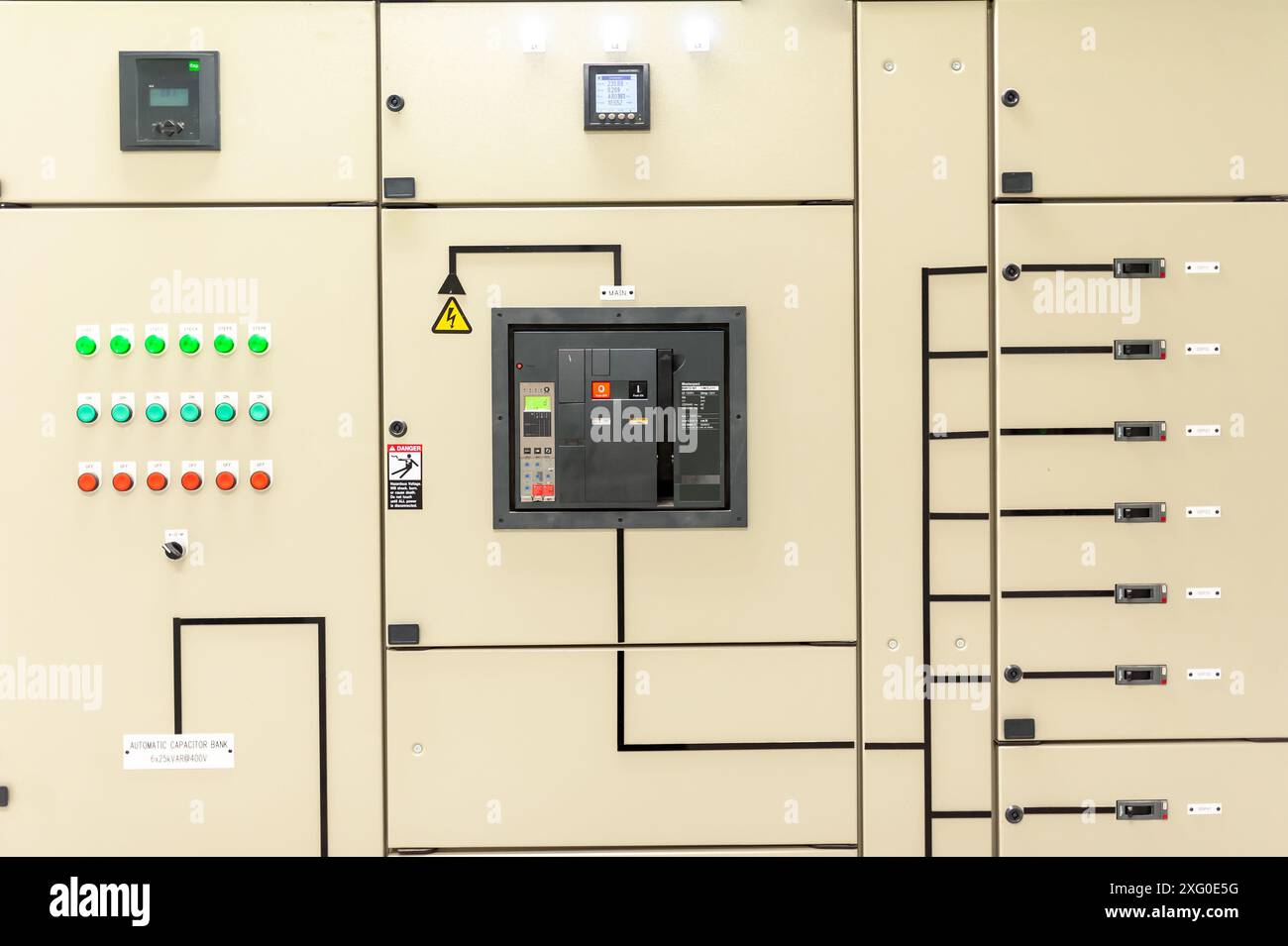 Control panel of power plant with electrical control panel. Industrial ...