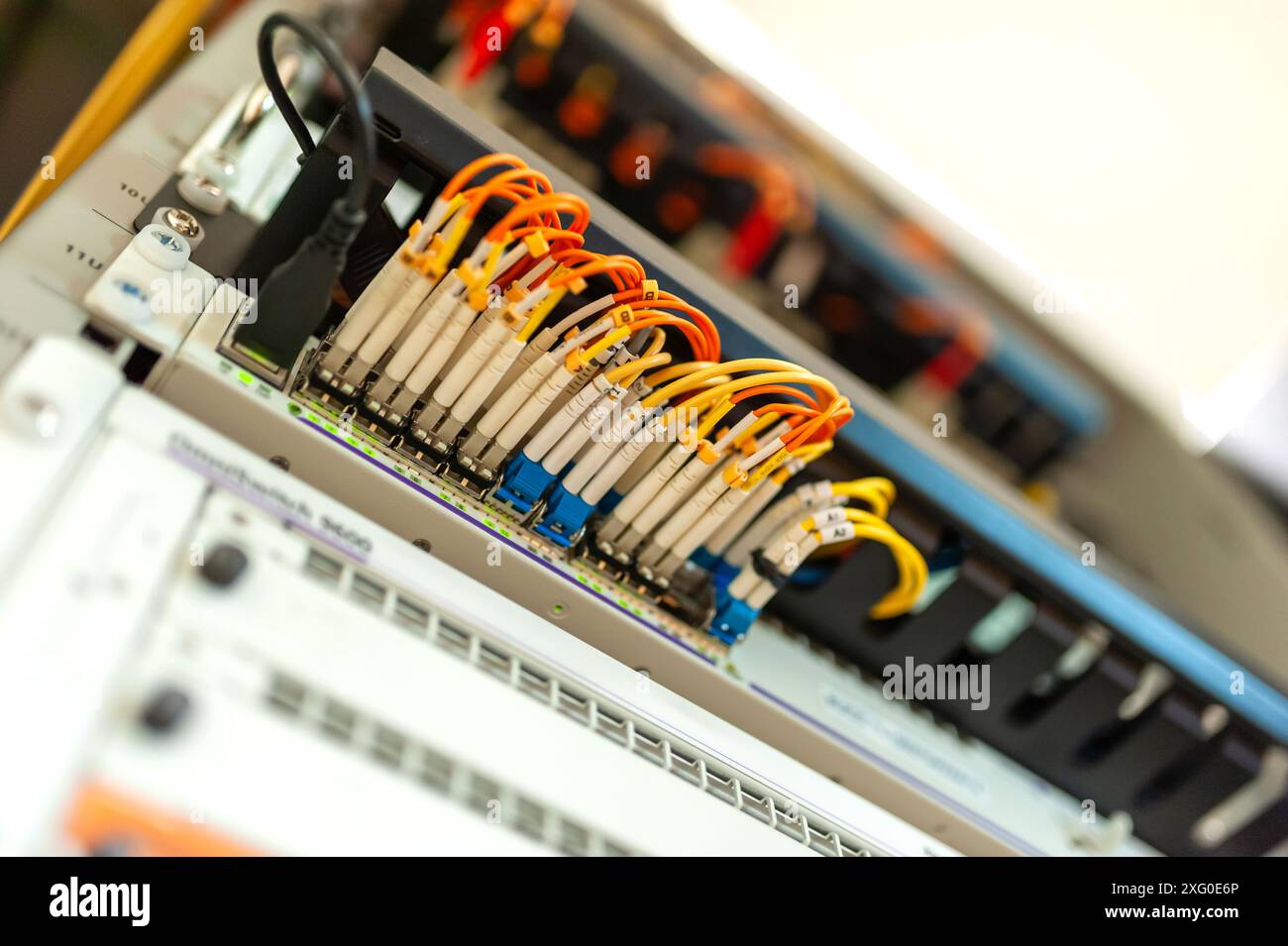 fiber optic with servers in a technology data center Stock Photo - Alamy
