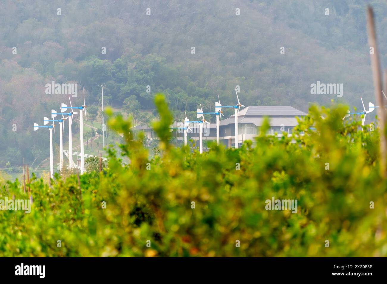 Wind turbine for electric power production in the field Stock Photo - Alamy