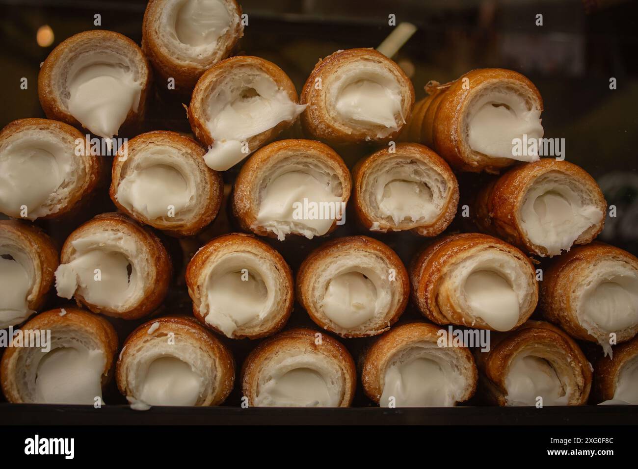 Italian sweet rolls with white chocolate cream in Milan. Sicilian ...