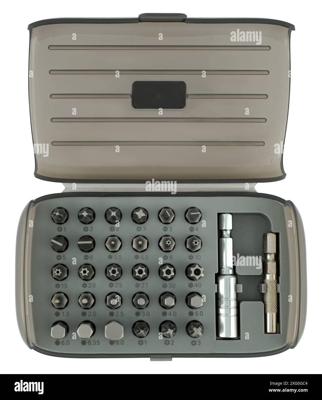 case with bit set on white background in insulation Stock Photo - Alamy