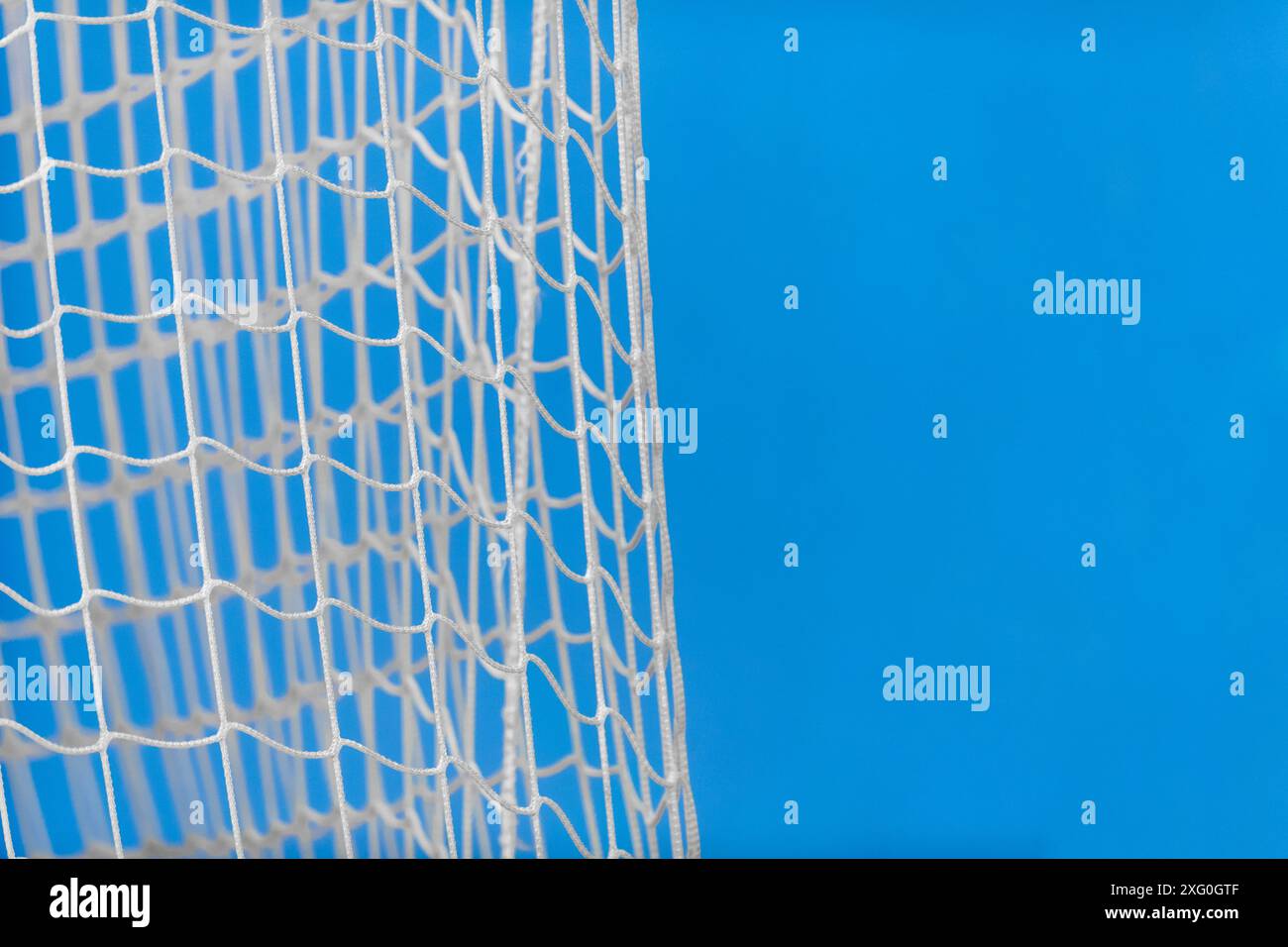 Gate for futsal or handball in gym. Detail of gate frame and net ...