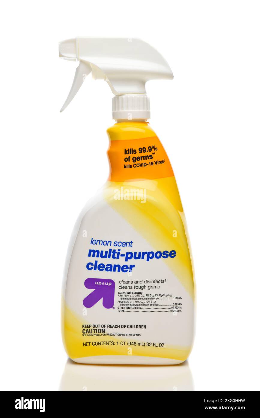 IRVINE, CALIFORNIA - 5 JULY 2024: A spray bottle of Up and Up Multi ...