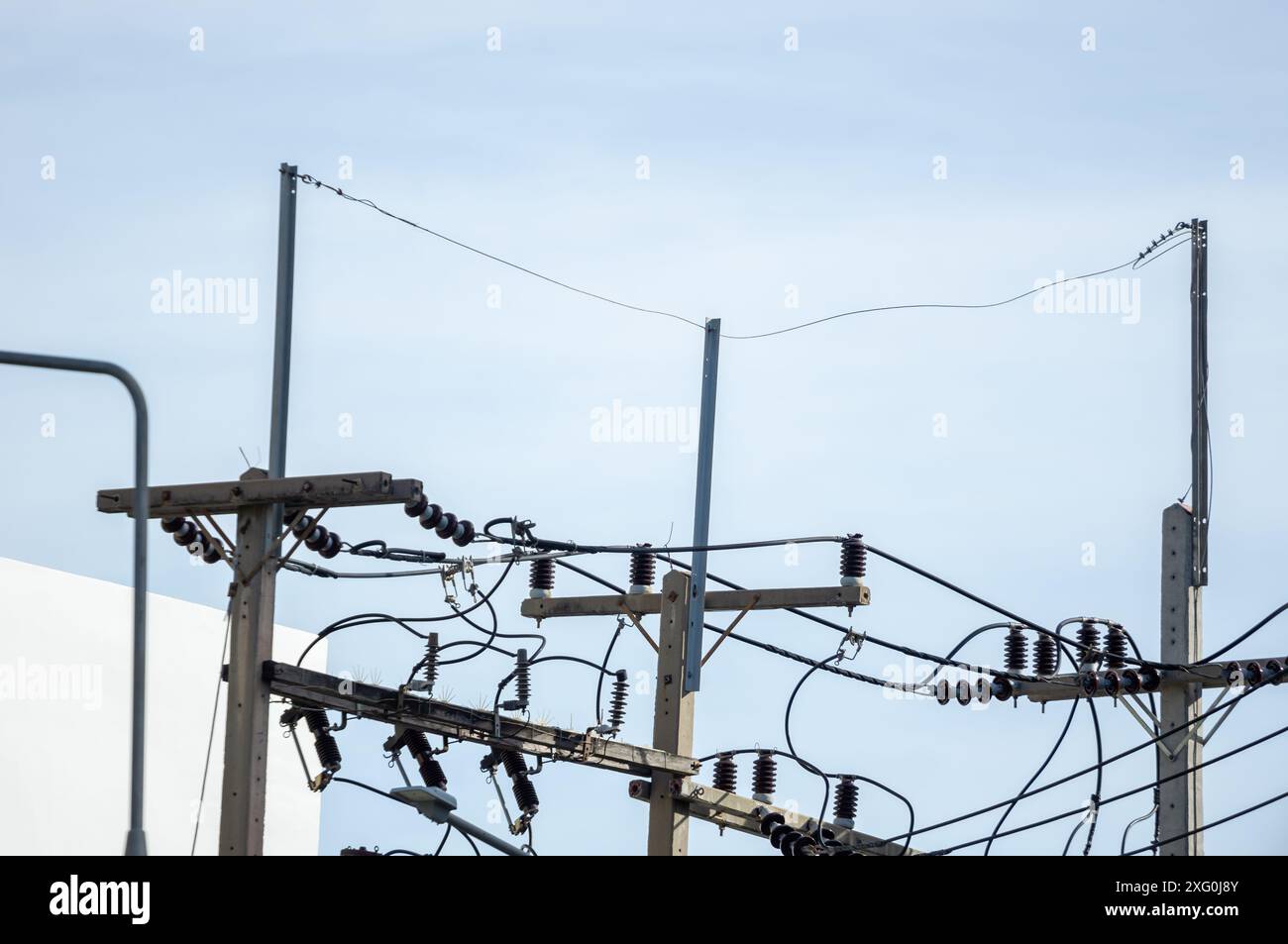 An electrical pole that shows the disorder in the arrangement of the ...