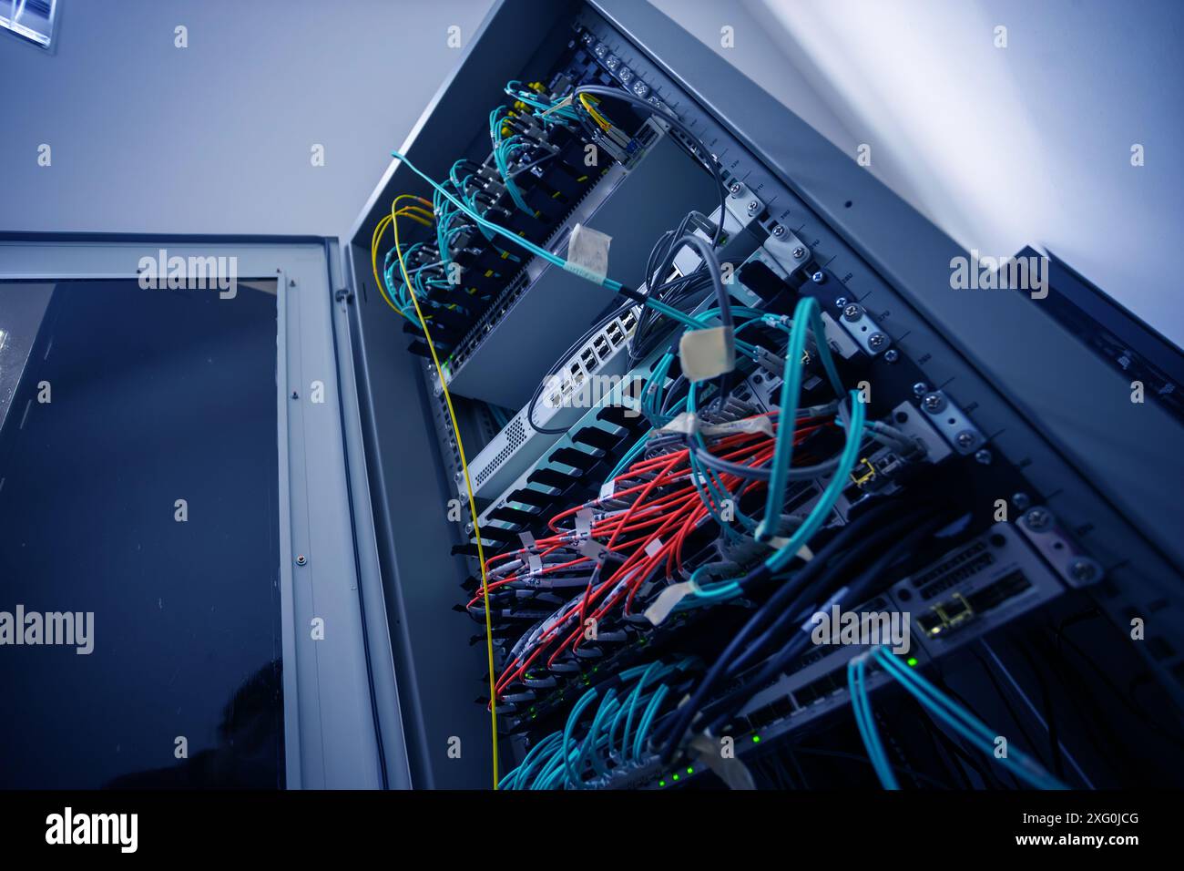 Testing signal Fiber optic cables for readiness for use Stock Photo - Alamy