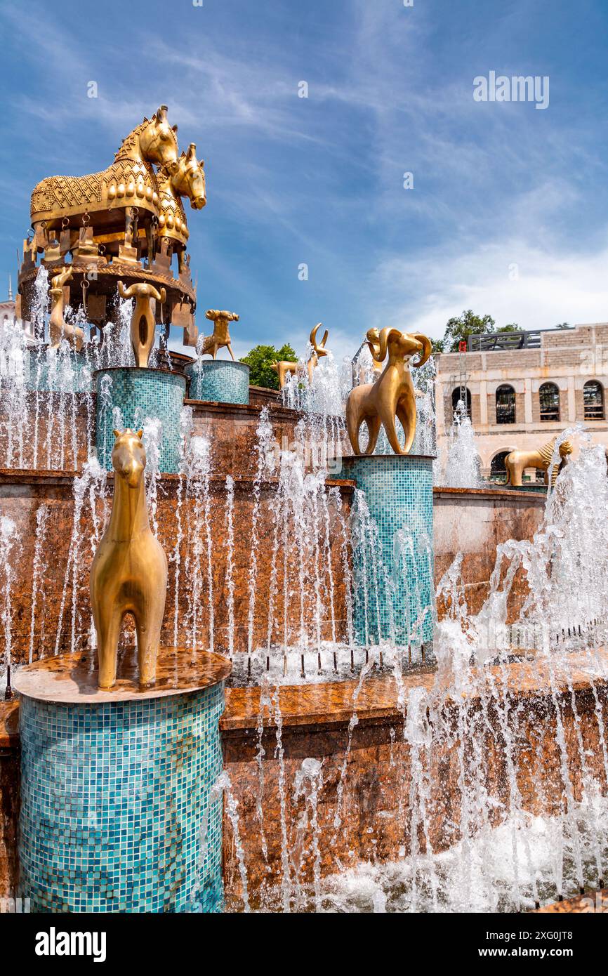 Colchis or Kolkha Fountain with thirty animal statues depicting the ...
