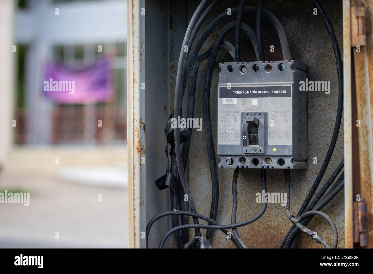 Electrical bridge breakers used to power large equipment Stock Photo ...