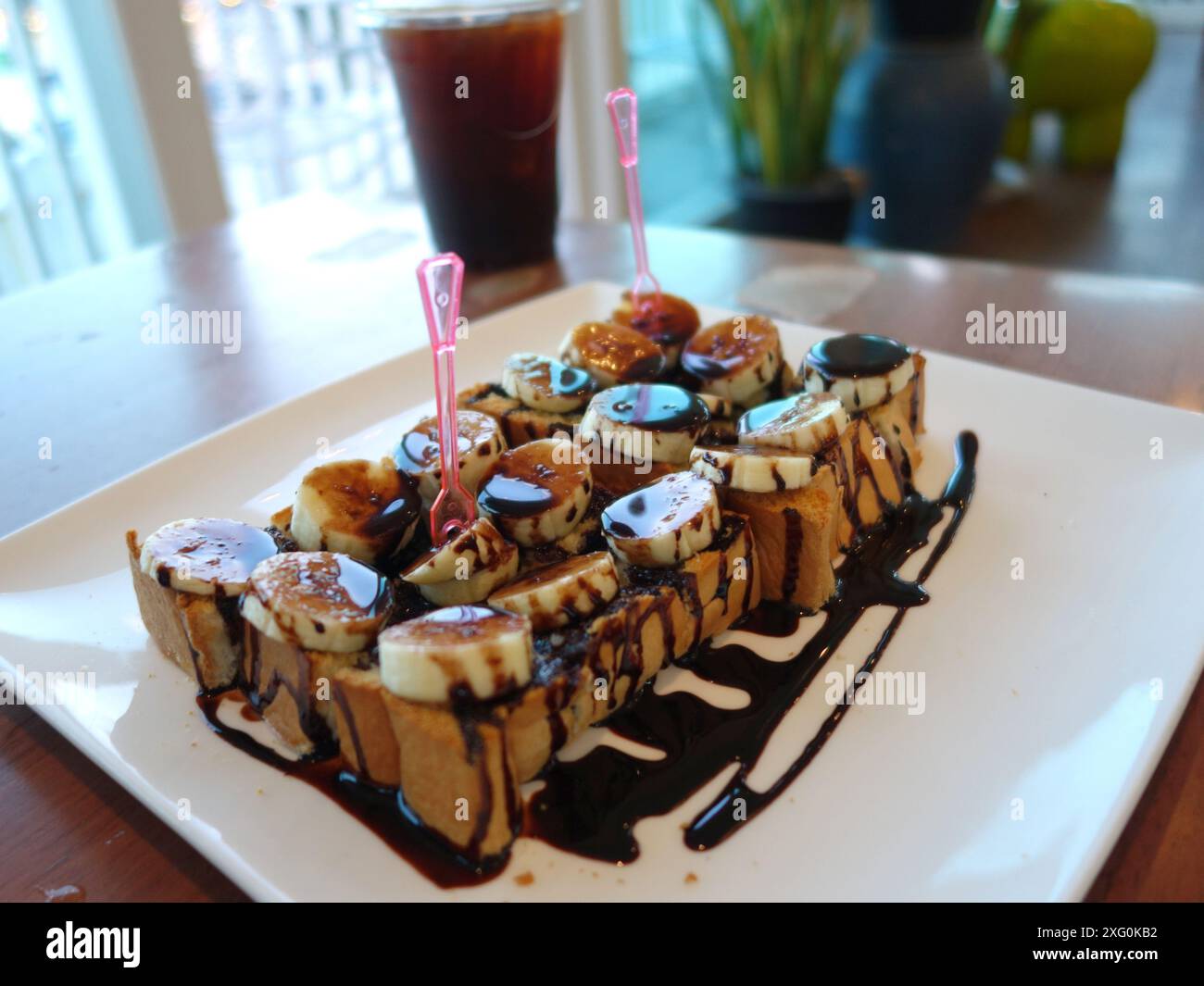 Chocolate Banana Toast looks delicious Stock Photo - Alamy