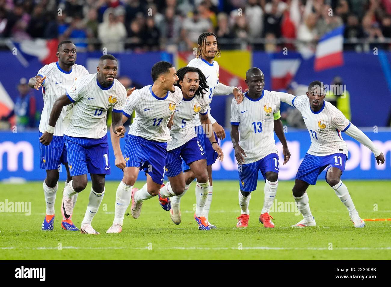 France players celebrate after victory in the penalty shoot-out ...