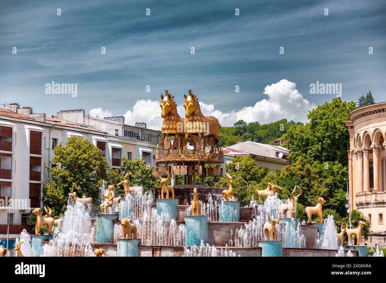 Colchis or Kolkha Fountain with thirty animal statues depicting the ...