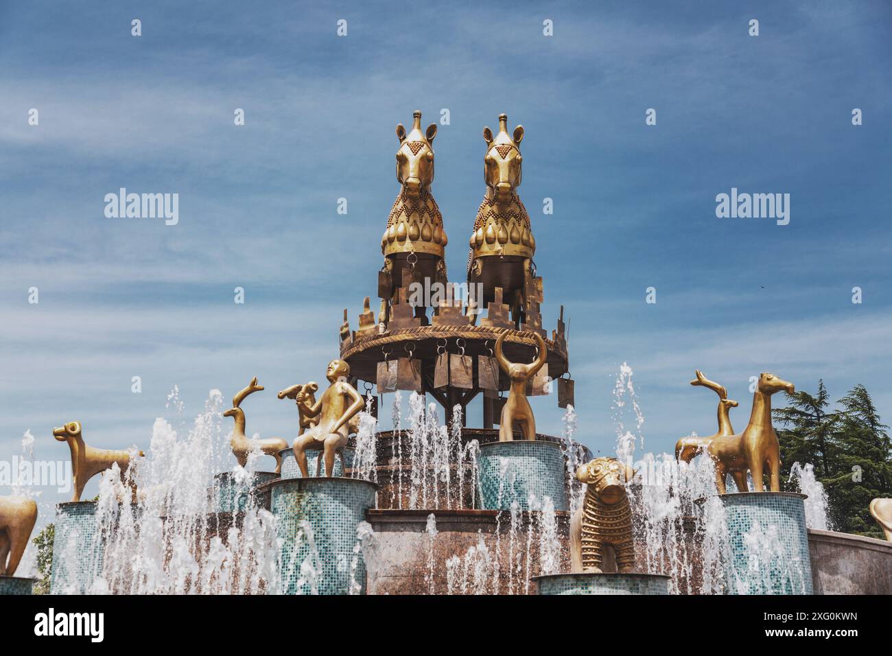 Colchis or Kolkha Fountain with thirty animal statues depicting the ...