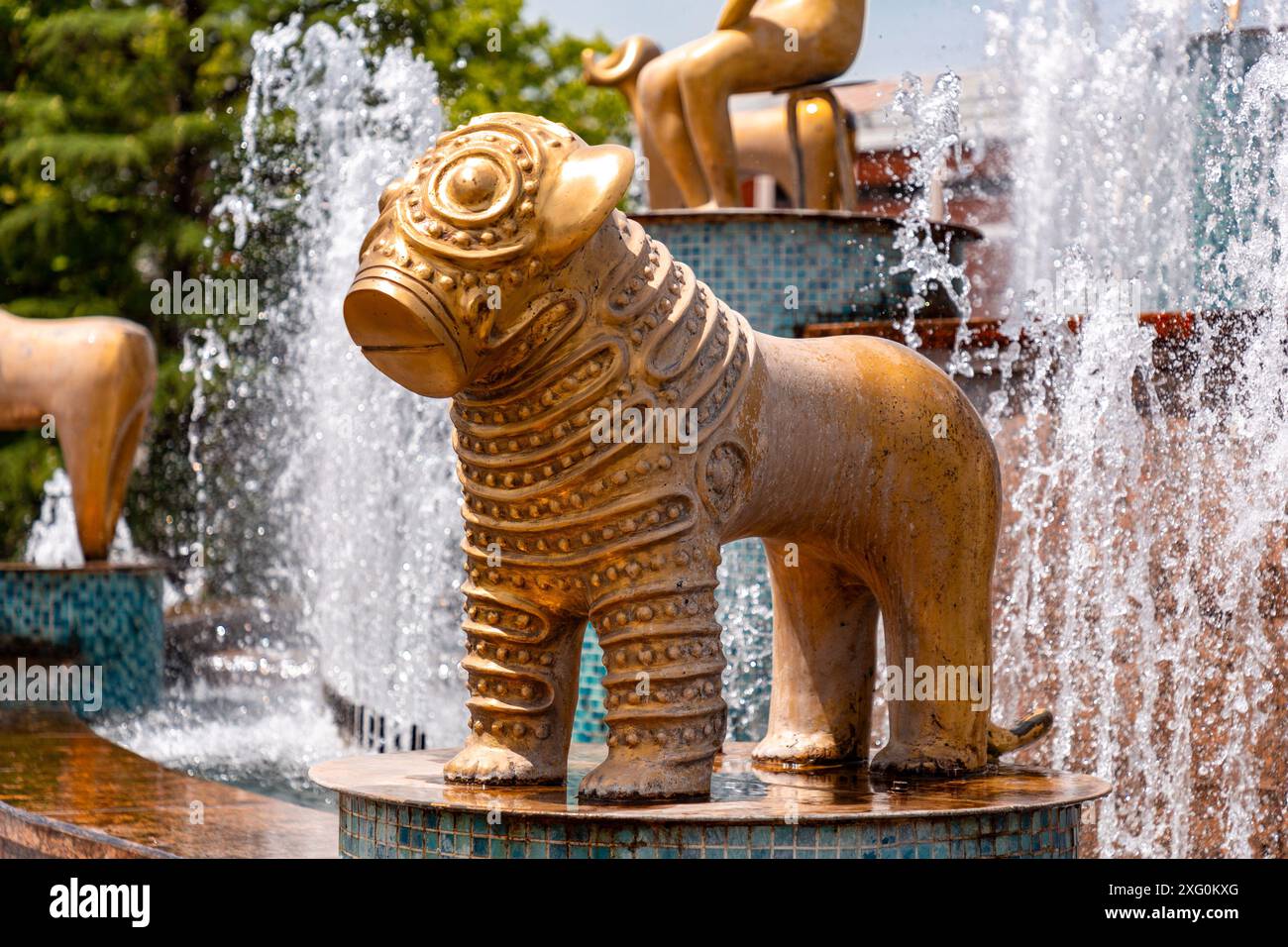 Colchis or Kolkha Fountain with thirty animal statues depicting the ...