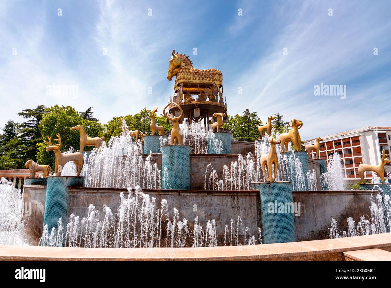 Colchis or Kolkha Fountain with thirty animal statues depicting the ...