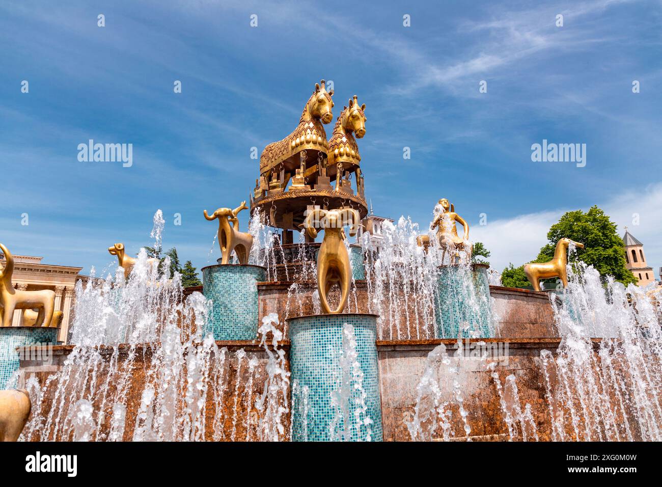 Colchis or Kolkha Fountain with thirty animal statues depicting the ...