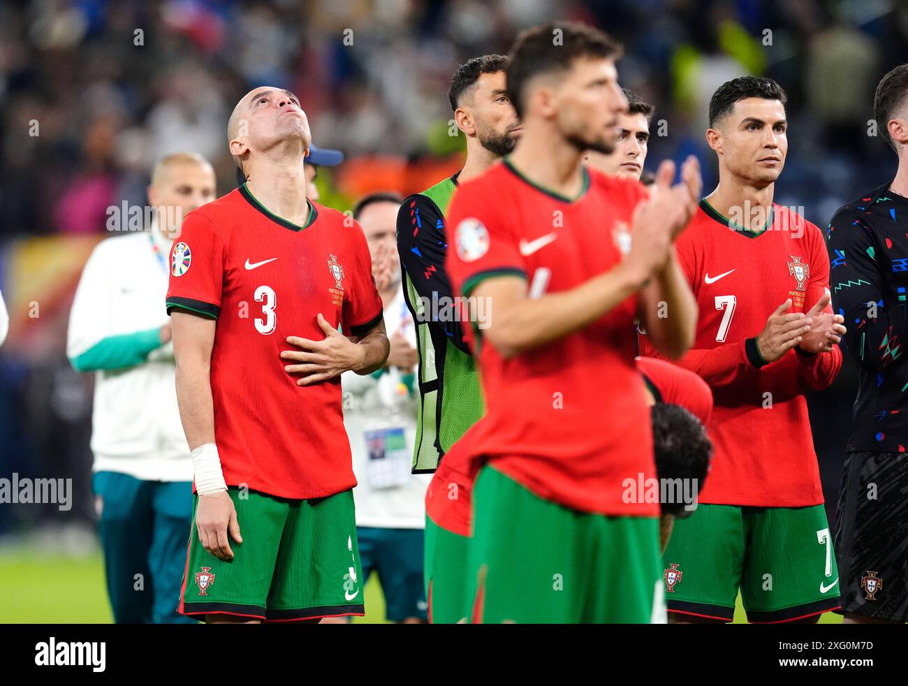 Portugal's Cristiano Ronaldo (second right), Pepe (second left) with ...