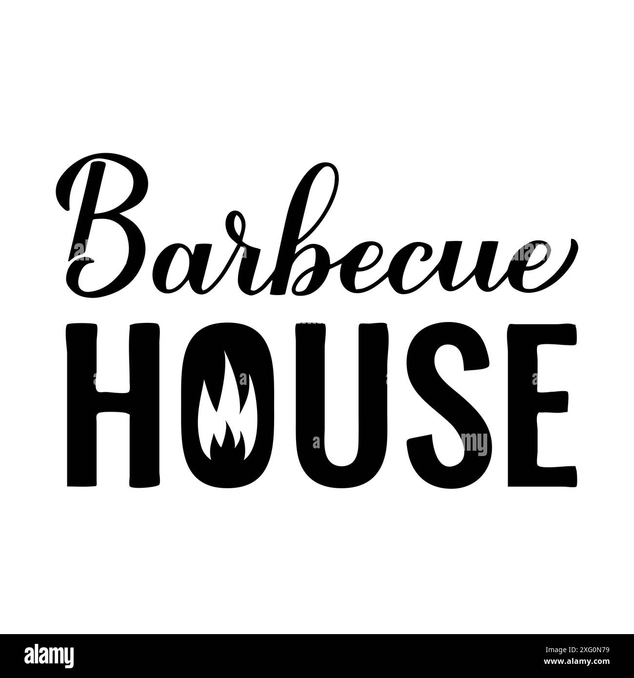 Barbecue house calligraphy hand lettering isolated on white. Funny ...
