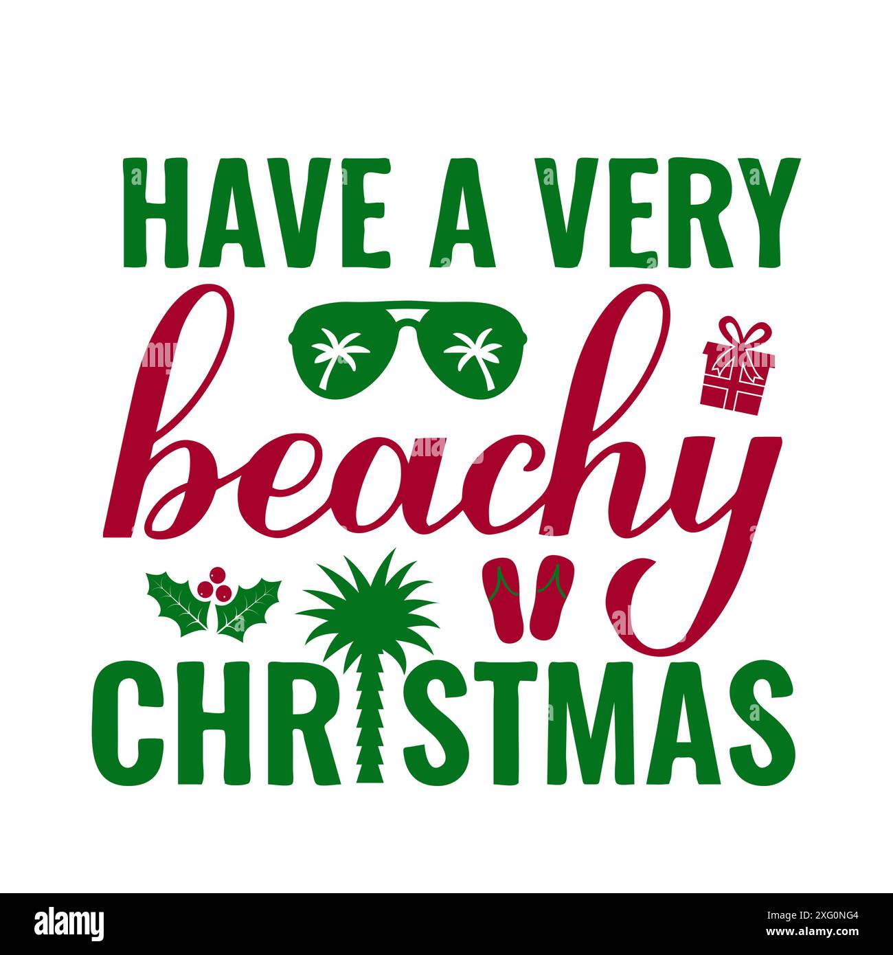 Have a very beachy Christmas calligraphy hand lettering isolated on ...