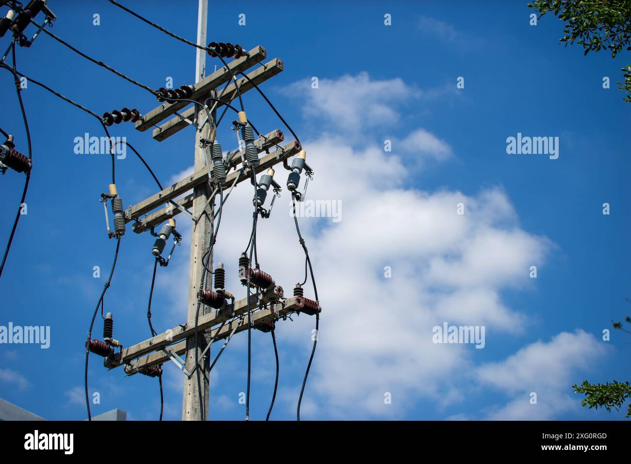 An electrical pole that shows the disorder in the arrangement of the ...