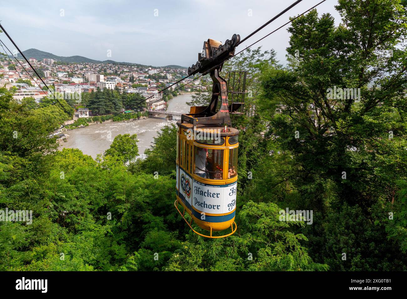 Kutaisi, Georgia - June 15, 2024: Cable car that connects Besik ...