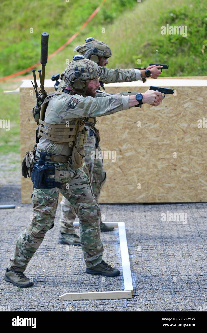 A Belgian sniper team competes in the Danish International Sniper ...