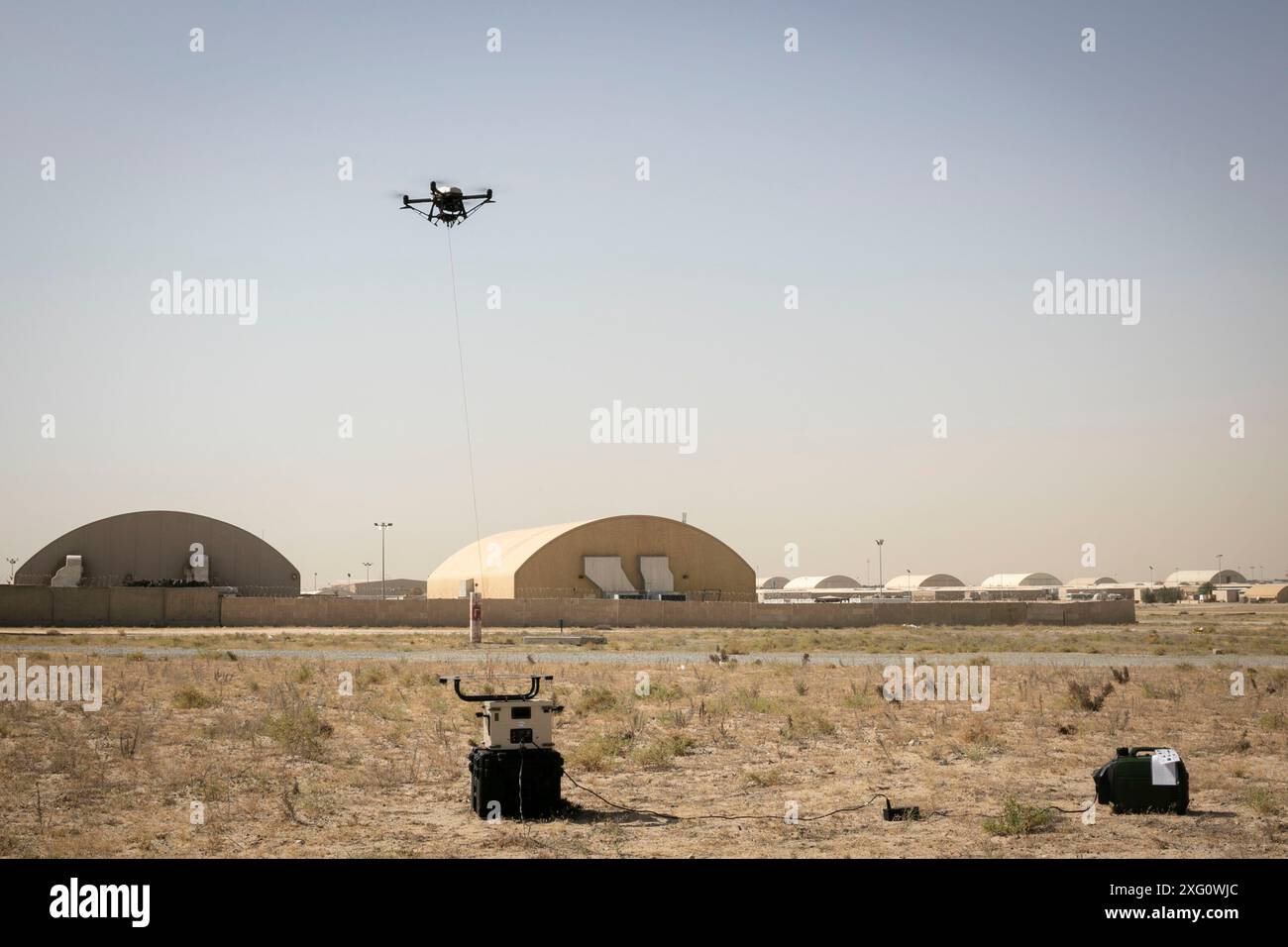 A U.S. Army variable height antenna assigned to the 34th Infantry ...