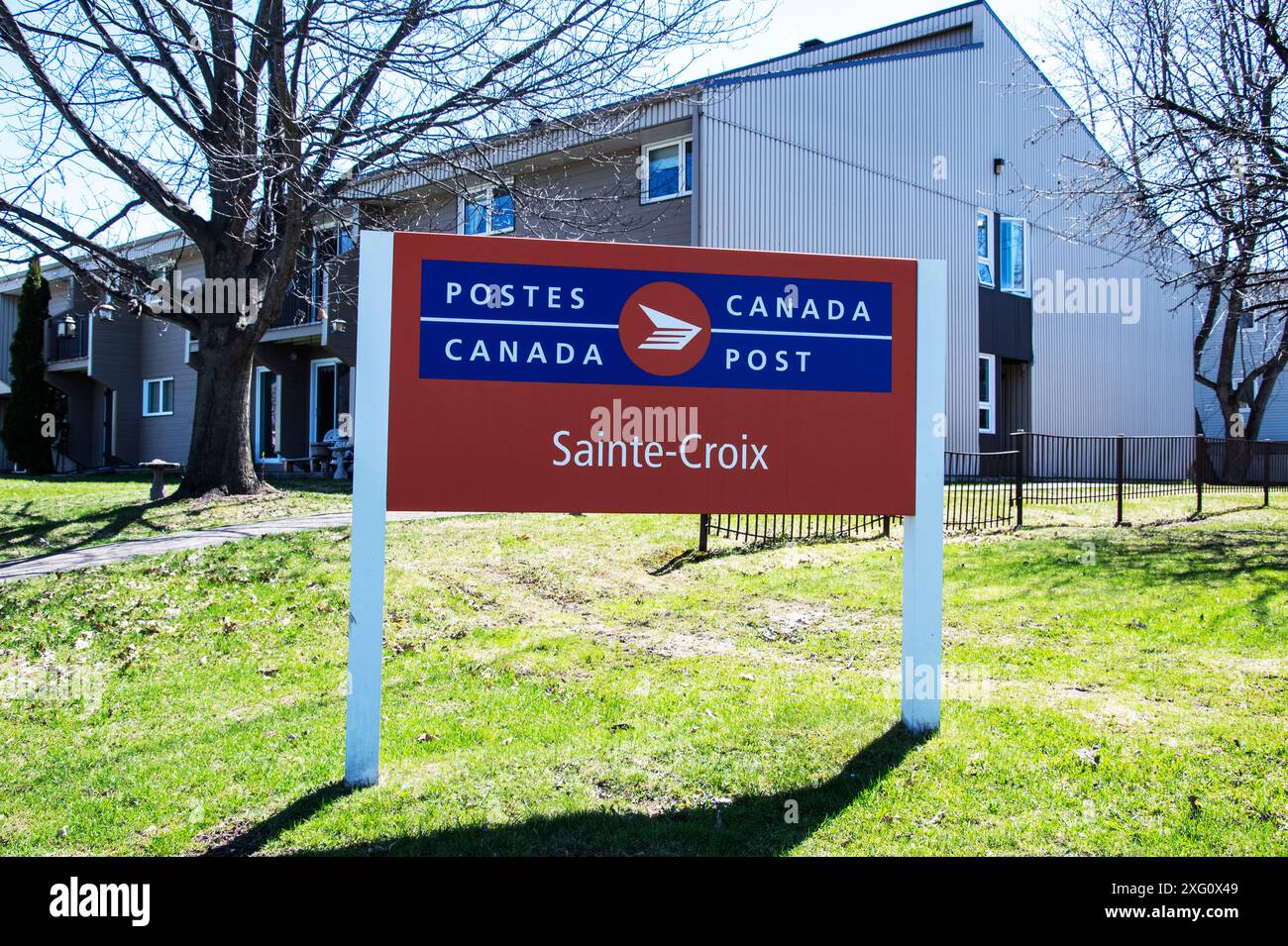 Post office sign on rue Lauze in Sainte-Croix, Quebec, Canada Stock ...