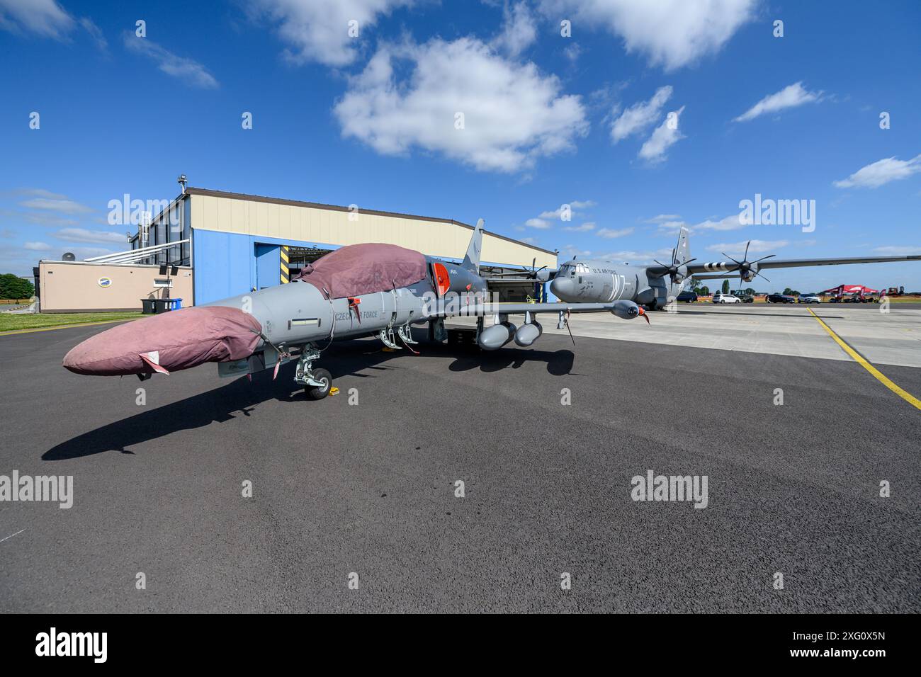 A Czech Air Force L-159 ALCA aircraft is in static display for the ...