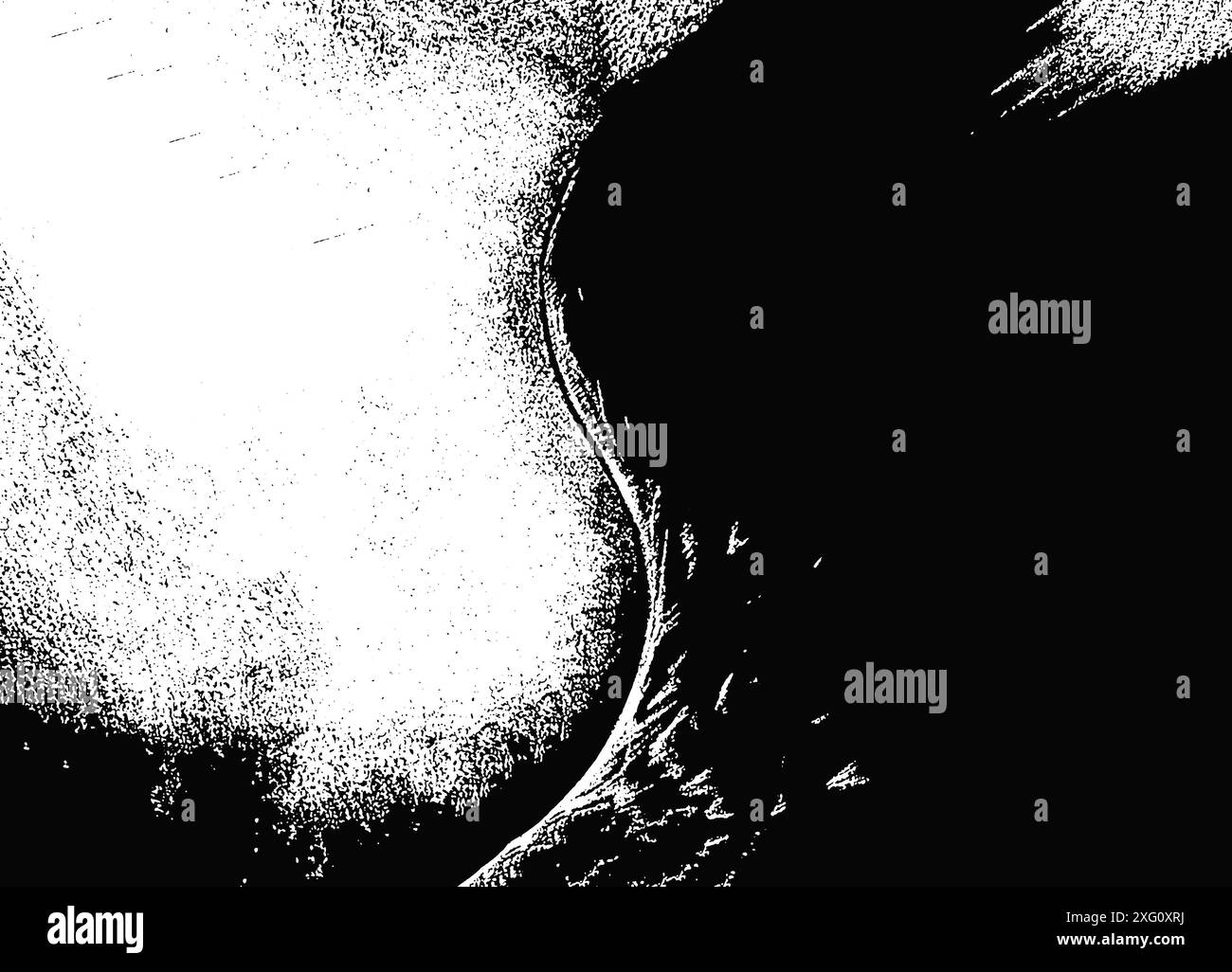 Abstract black and white image with high contrast, featuring curved ...