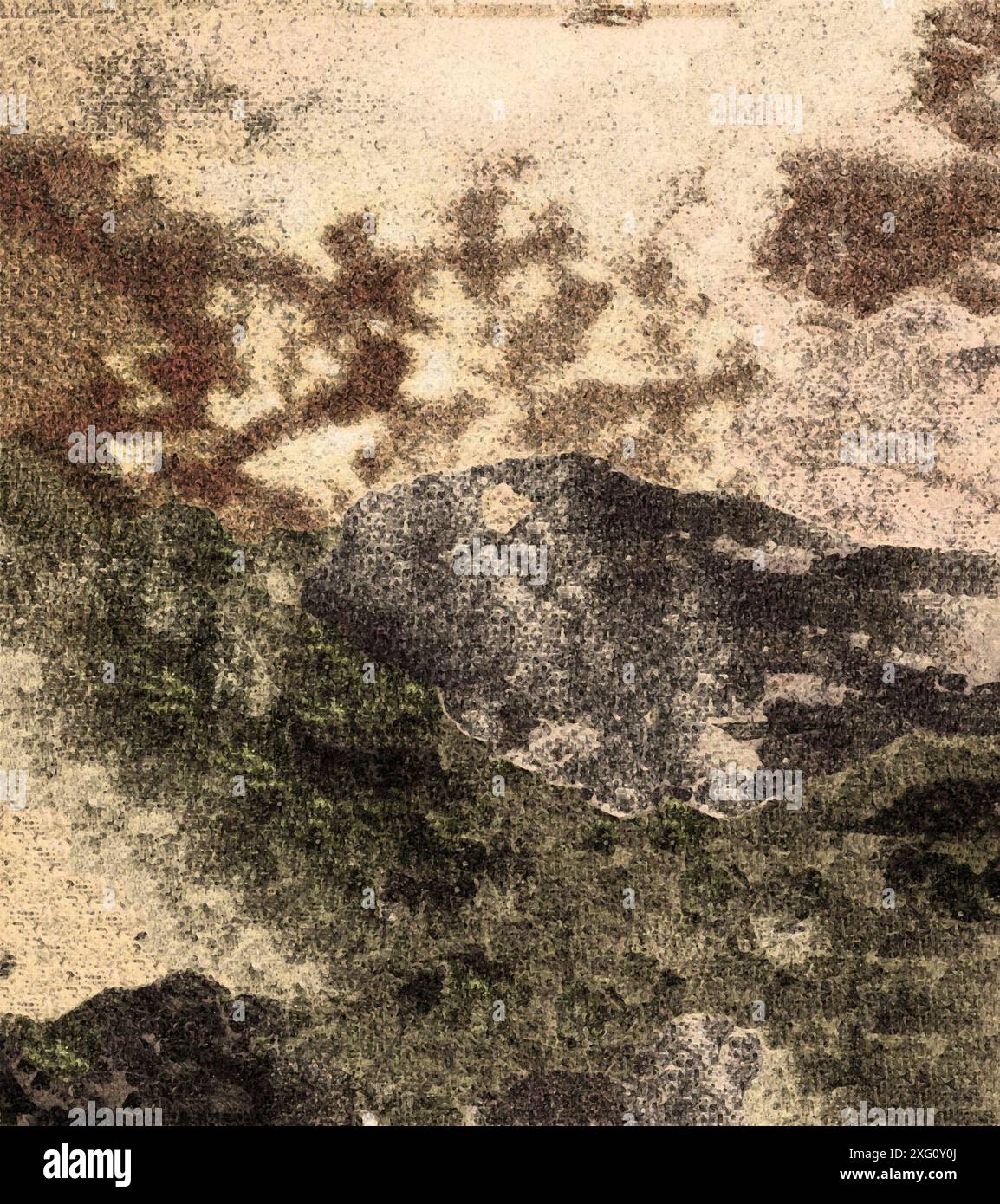 Abstract image with earthy tones and textured surfaces, featuring ...