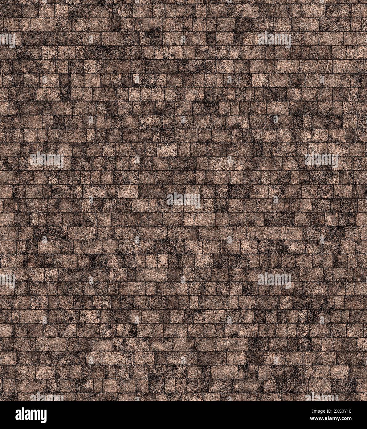 A rustic brown brick wall with a textured, rough surface and a square ...