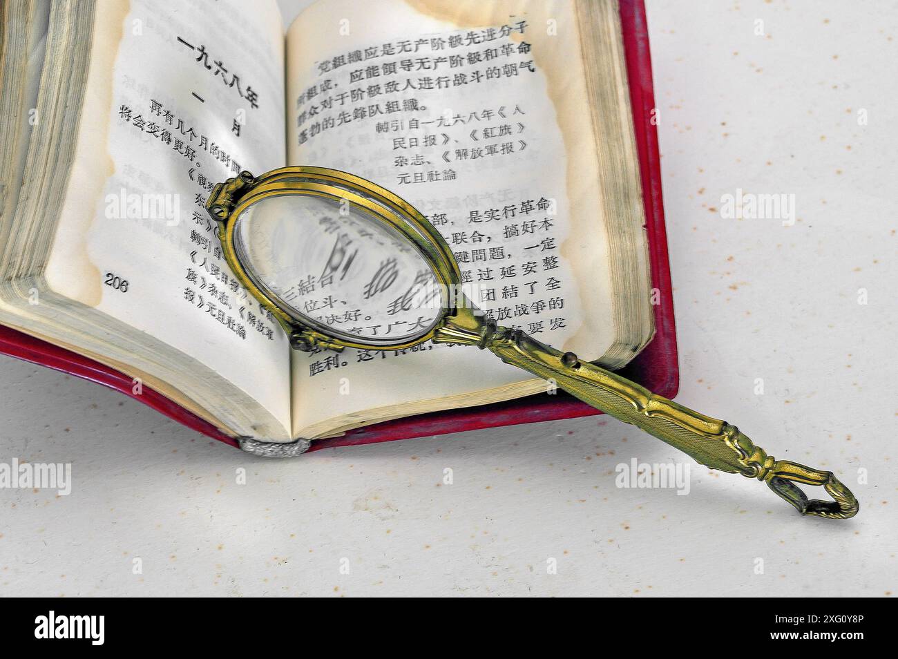 Antique lorgnette or lorgnette on Mao Bible Stock Photo - Alamy