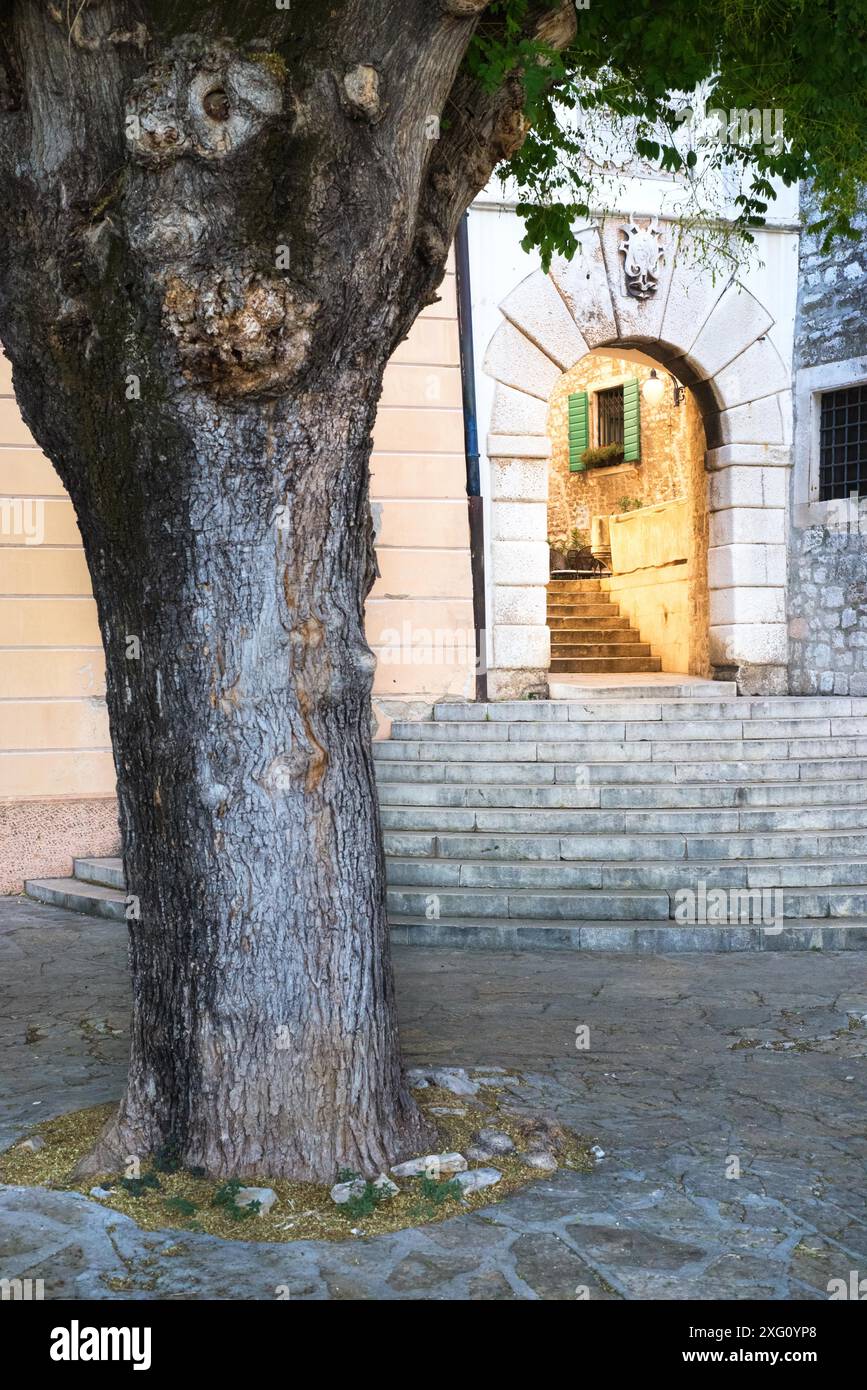 Buildings by the path to the town square in Sibenik, Croatia Stock ...