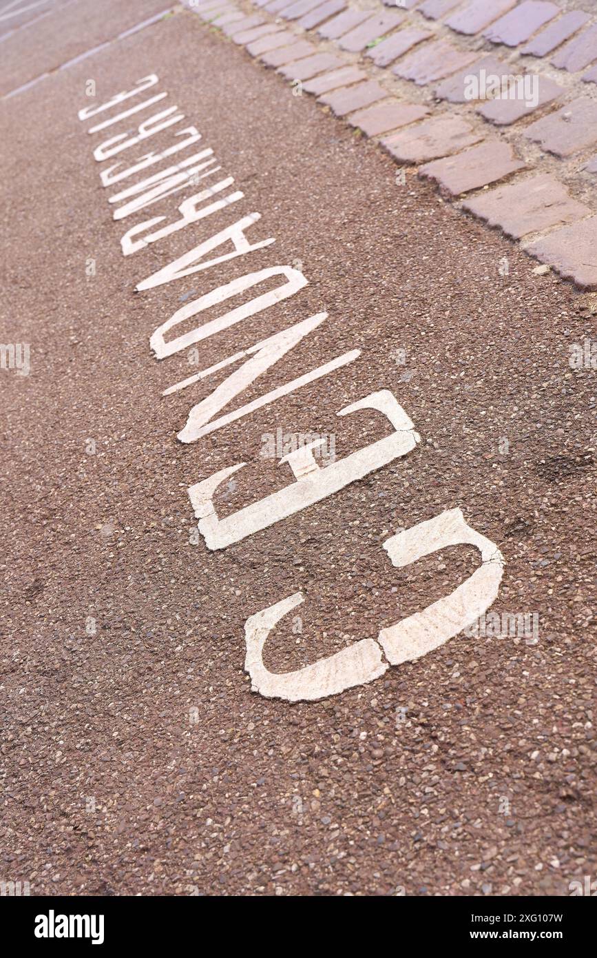 Gendarmerie lettering on a car park in front of a police station in ...