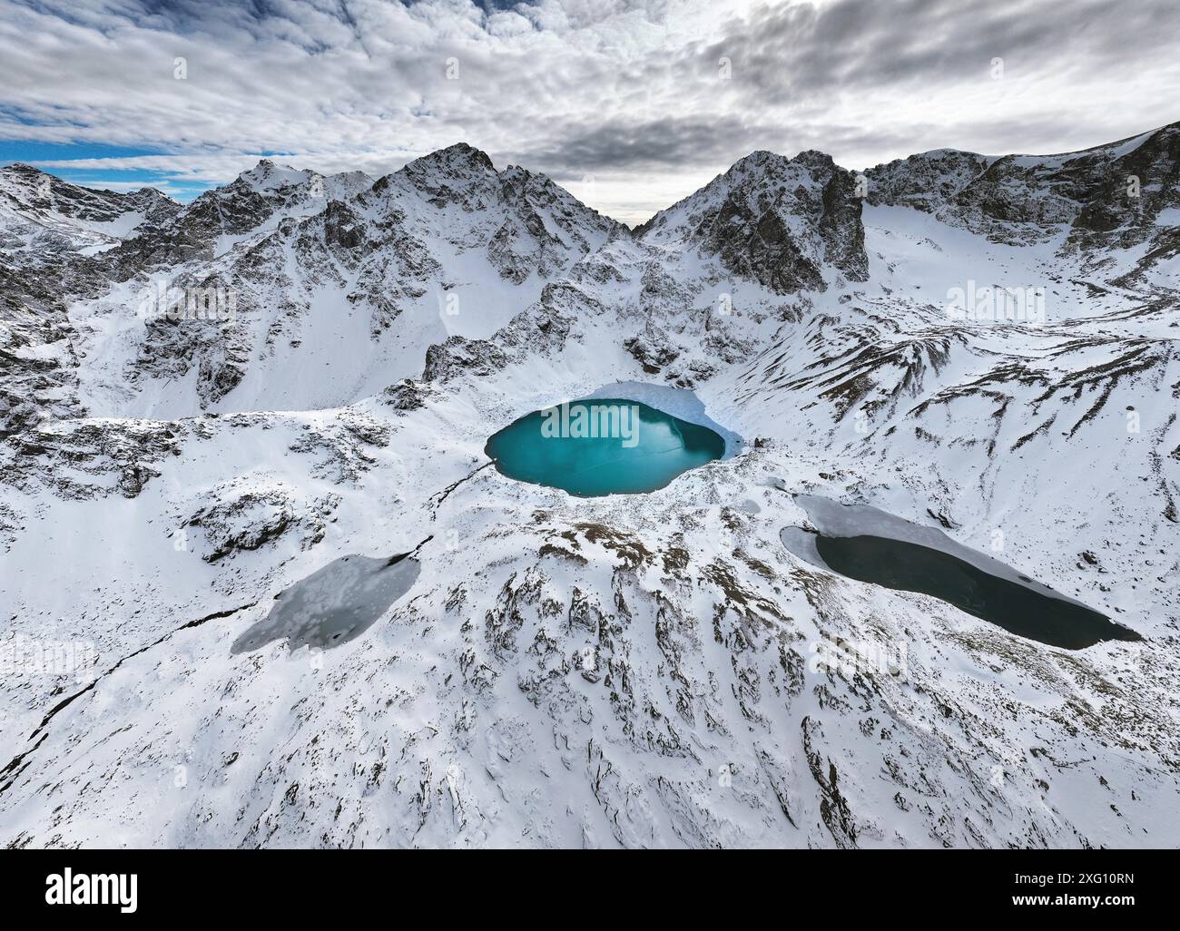Aerial view valley frozen lake hi-res stock photography and images - Alamy