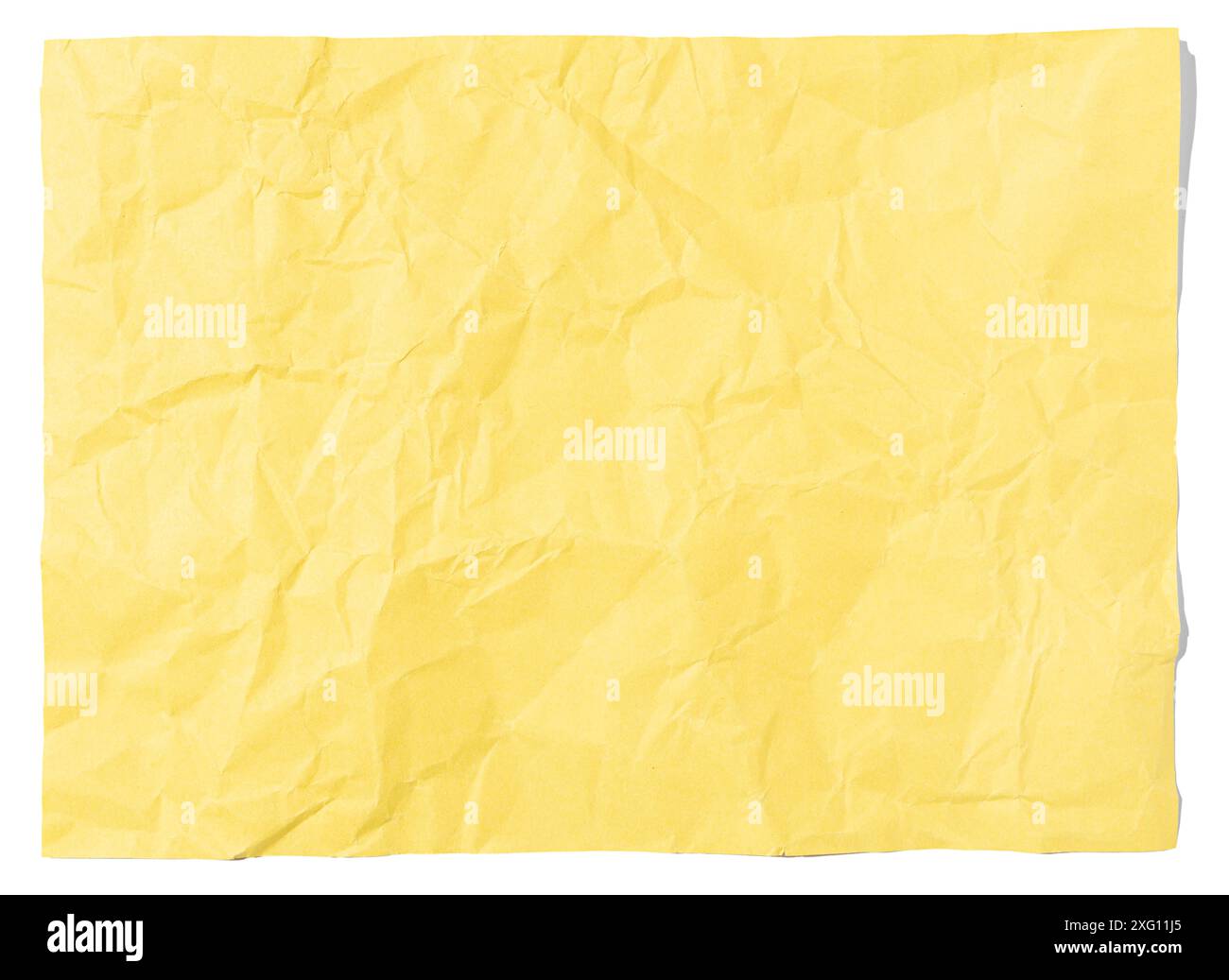 Blank Yellow crumpled paper sheet isolated on white. Template Mock up ...