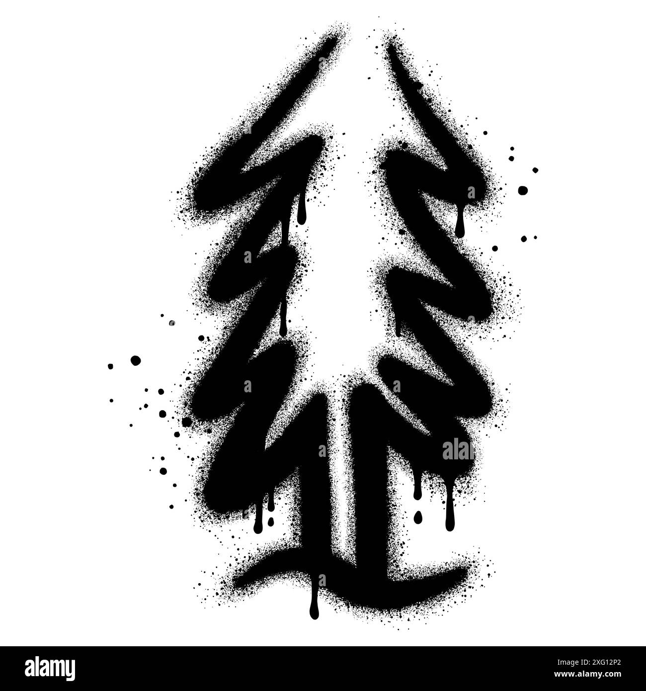 christmas tree spray paint vector. Graffiti, grunge, conifer graffiti ...