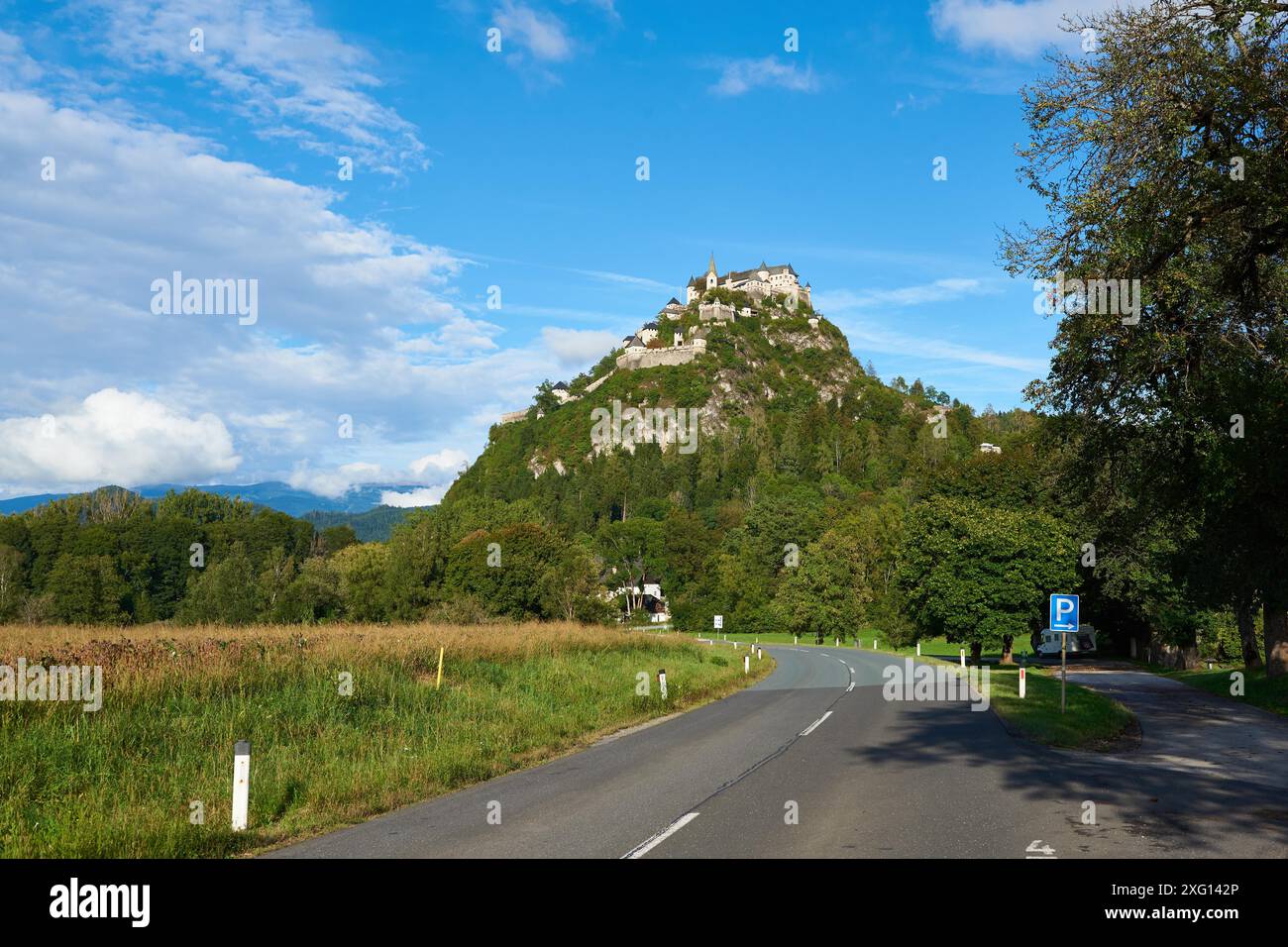 Top part of the Hochosterwitz castle on the mountain hill in Austria ...