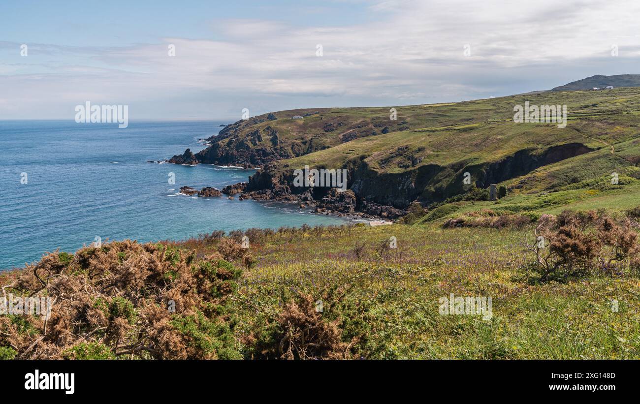 Coast and cliffs of the Celtic Sea near Treen, Cornwall, England, UK ...