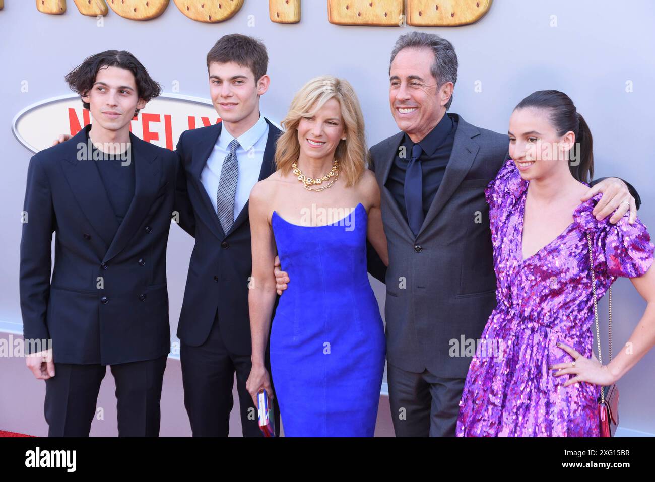 Hollywood, CA USA - April 30, 2024: Shepherd Seinfeld, Jessica Seinfeld, Jerry Seinfeld, Sascha ...