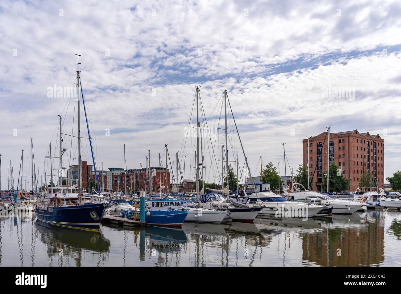 KINGSTON UPON HULL, YORKSHIRE, UK, JULY 17: View of boats in the maina ...
