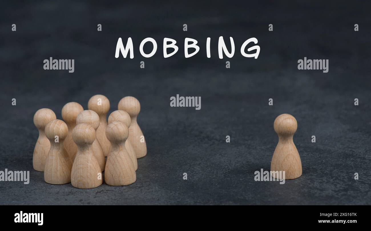 Group of people mobbing a victim, social conflict, bullying one ...